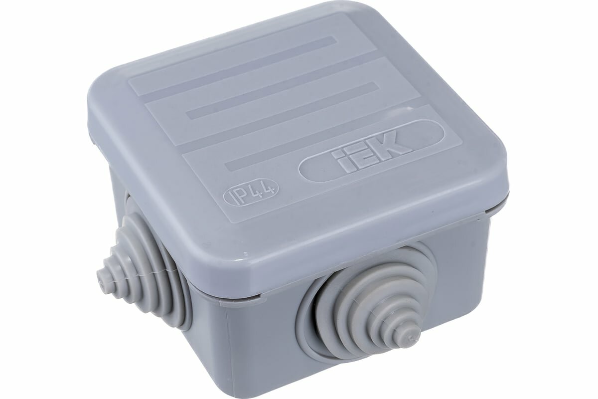 IEK Распаечная коробка открытой проводки 70x70x40 IP44 КМ41236 с 4 гермовводами