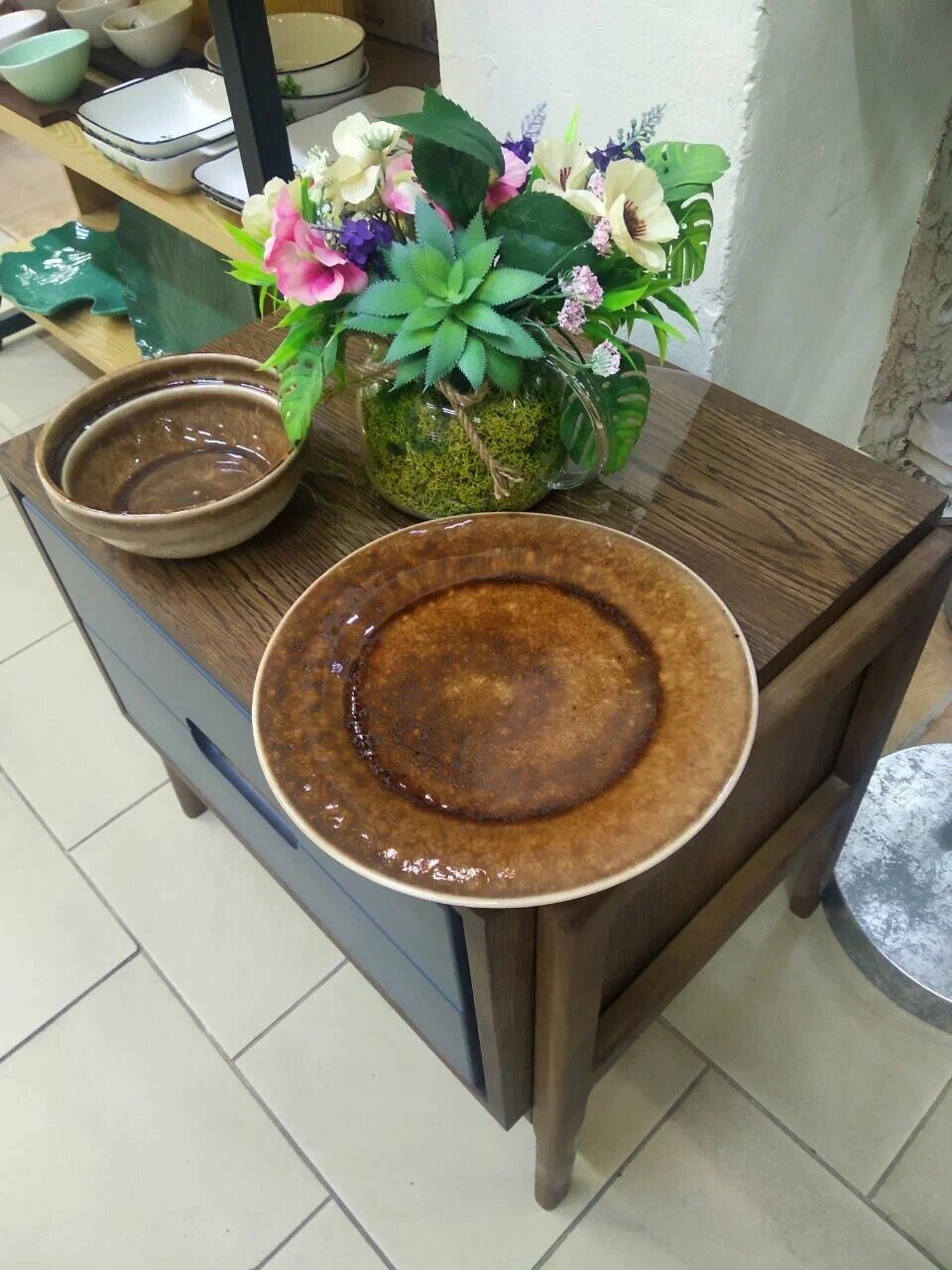 Тарелка "Marrone Reattivo" Хорекс, фарфоровая, круглая, золотисто-коричневая, 24см