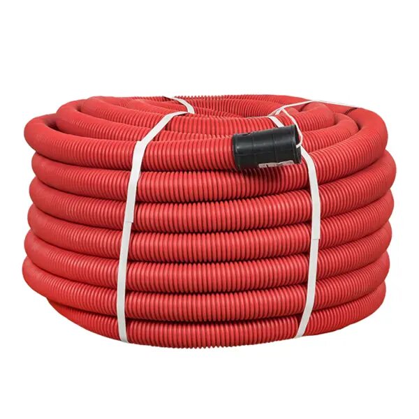 Труба гофрированная EKF ПНД D50 мм 25 м гибкая цвет красный