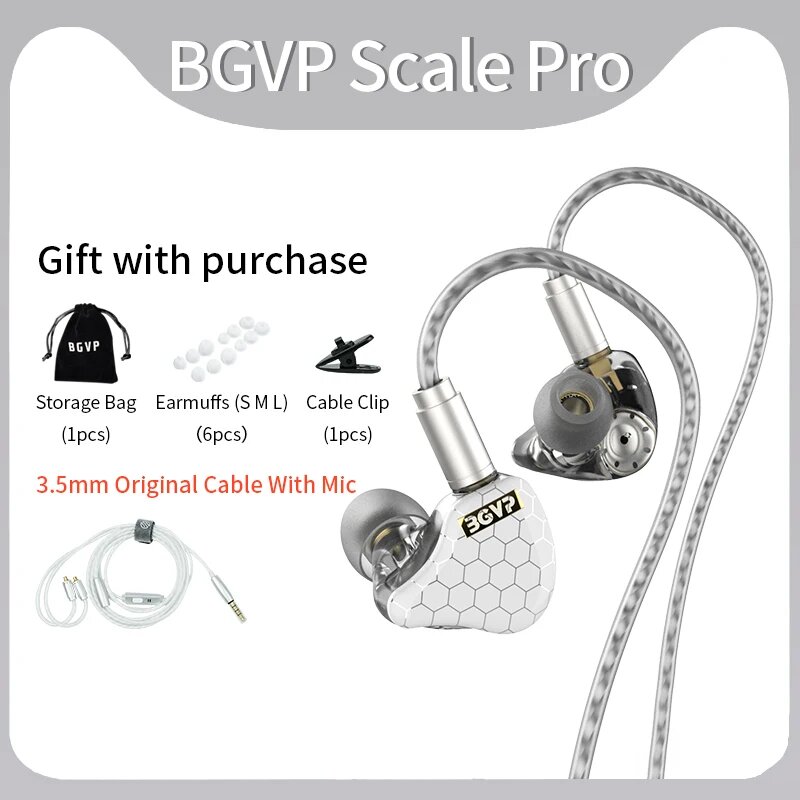 BGVP Scale Pro Наушники-вкладыши 1DD+1BA White with mic