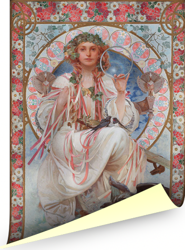 "Славия", Муха Альфонс, картина для интерьера (репродукция) (40х67 см / без подрамника)