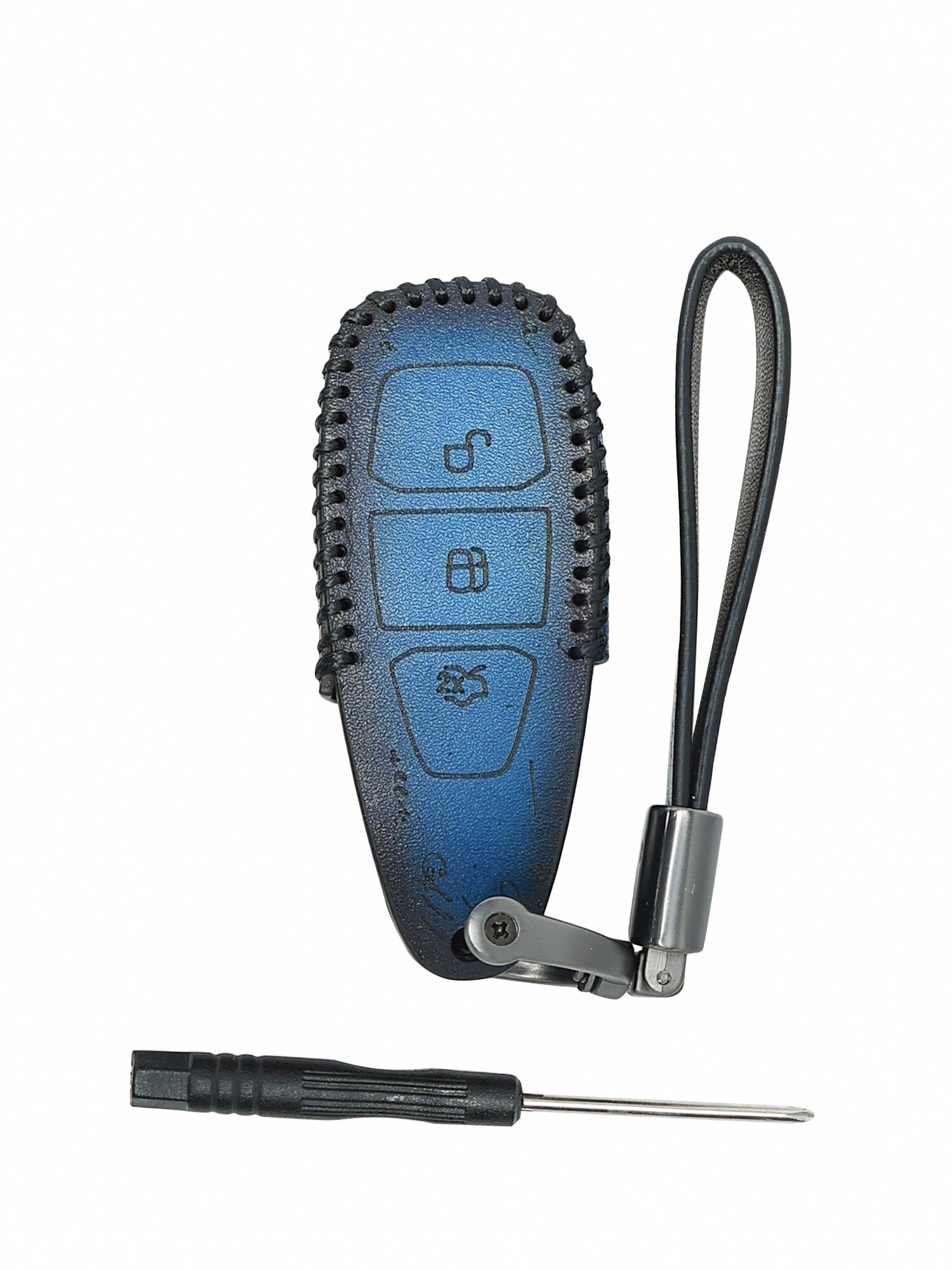 Чехол для автомобильного ключа Ford (Форд) Цвет Синий Нить Черная