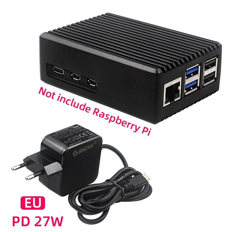 Алюминиевый корпус для Raspberry Pi 5, EU PD 27W, Case-EU Power