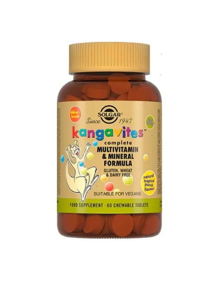 Солгар Кангавитес с мультивитаминами и минералами (тропический фрукт), таблетки, 60 шт.