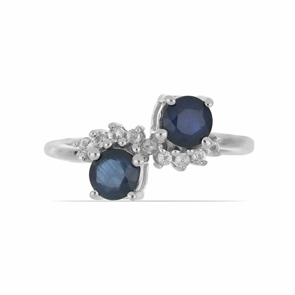 Кольцо, серебро, 925 проба, родирование, сапфир, топаз