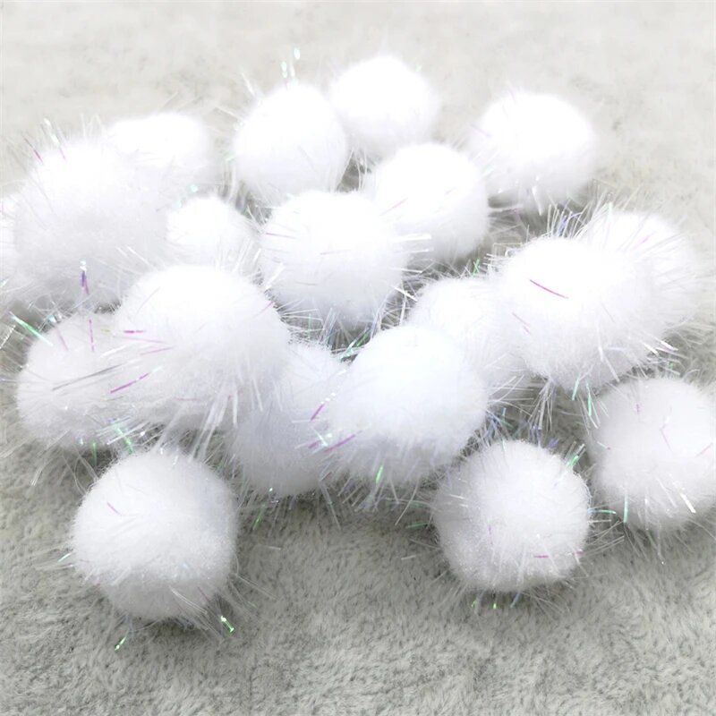 50 шт, разноцветные помпоны для рукоделия 15 мм, 25 мм Белый, White, 15mm