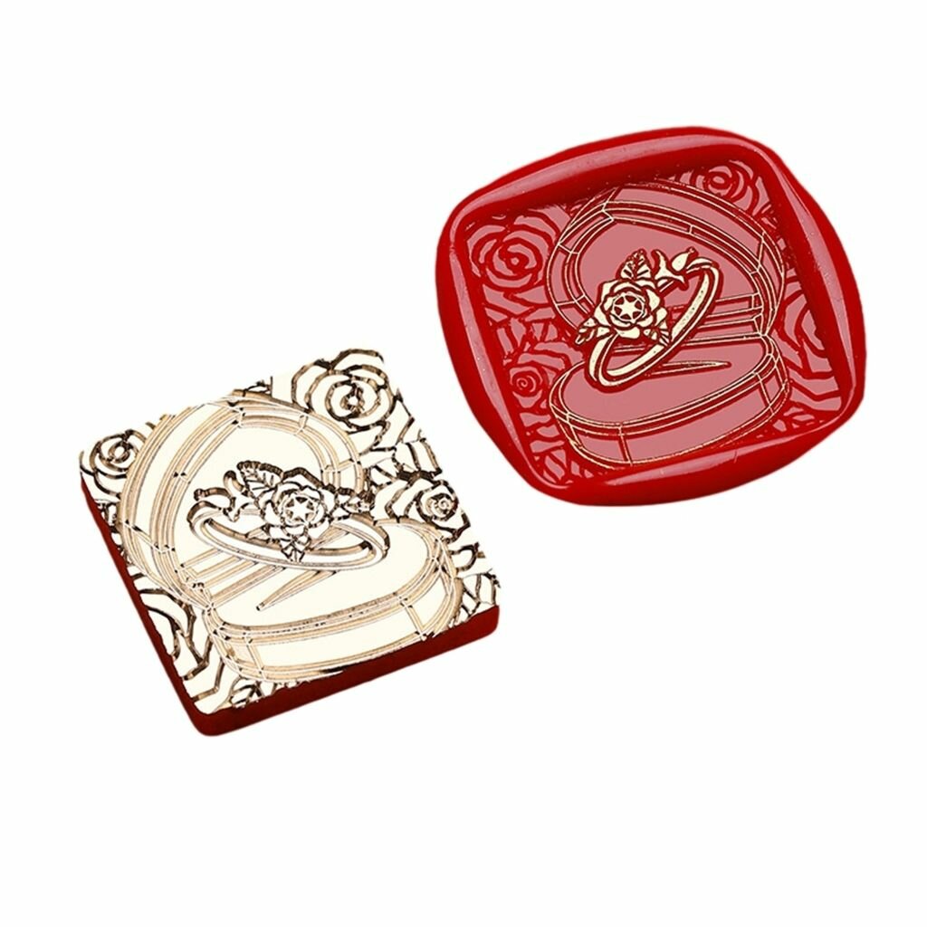 Сургучный штамп ко Дню святого Валентина с медной головкой - кольцо розой