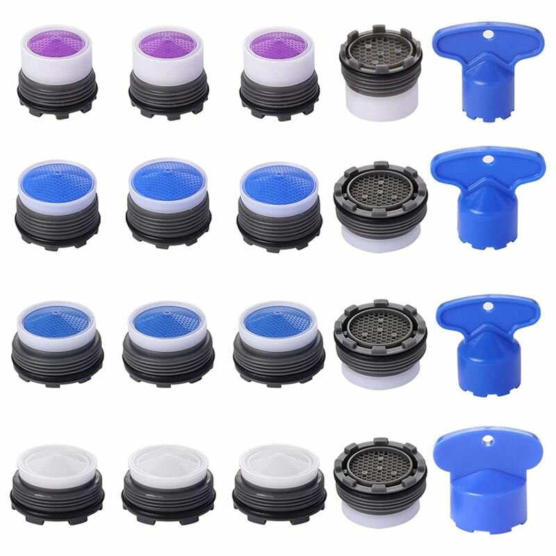 Аэраторы 20 шт, M16,5 M18,5 M21,5 M24 Аэратор тайника кранов, водосберегающий ограничитель потока с ключом для удаления ключа--