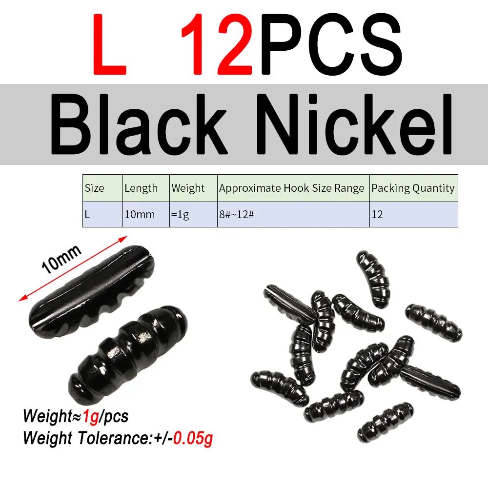 Ребристые корпуса для мух, Black Nickel, L, 12 шт.