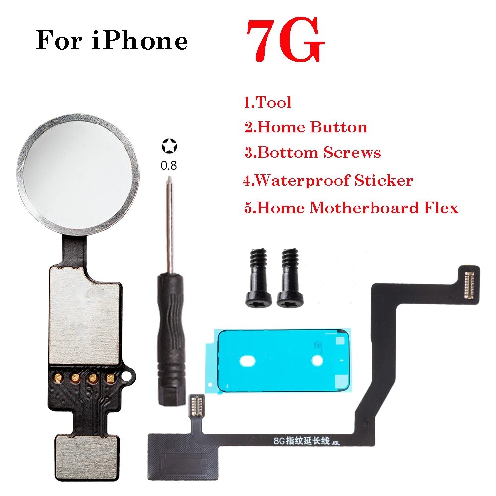 Кнопка Home для iPhone 7G White с гибким кабелем и инструментами