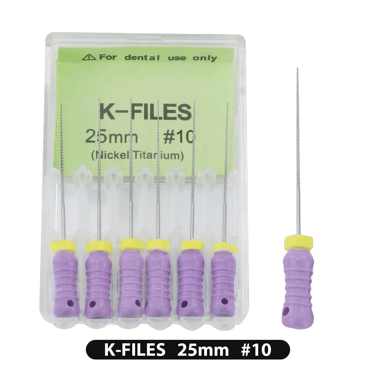 Стоматологические файлы K-File 25mm #10, 6 шт.