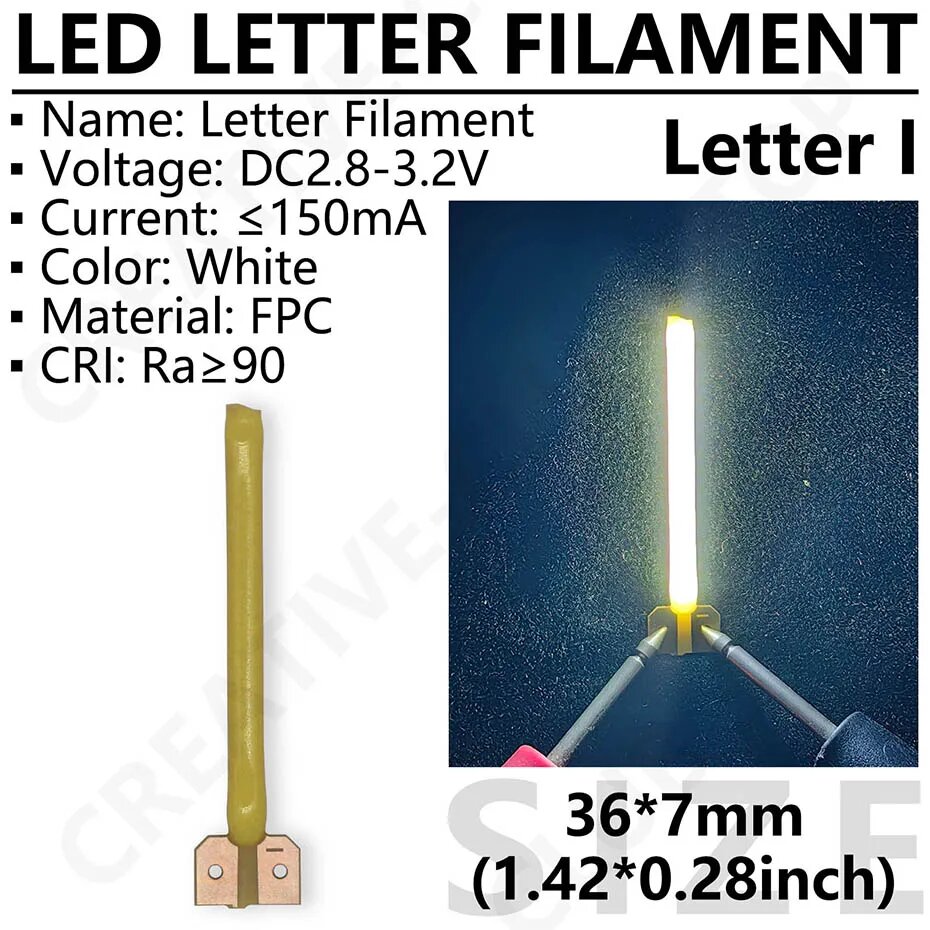 LED нить Letter I White, 36*7mm, DC 2.8-3.2V