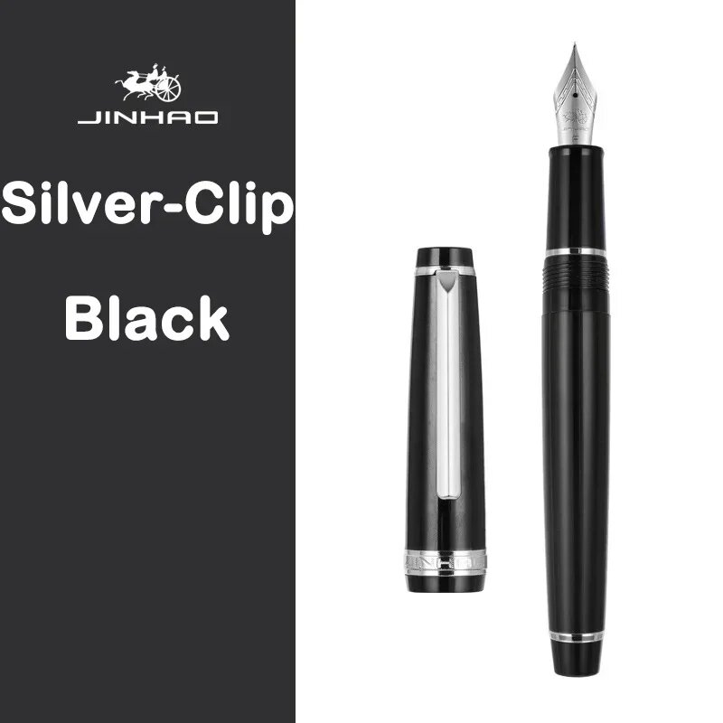 Перьевая ручка Jinhao 82 0,38/0,5/0,7 мм Серебряный, ЭФ, S-Black