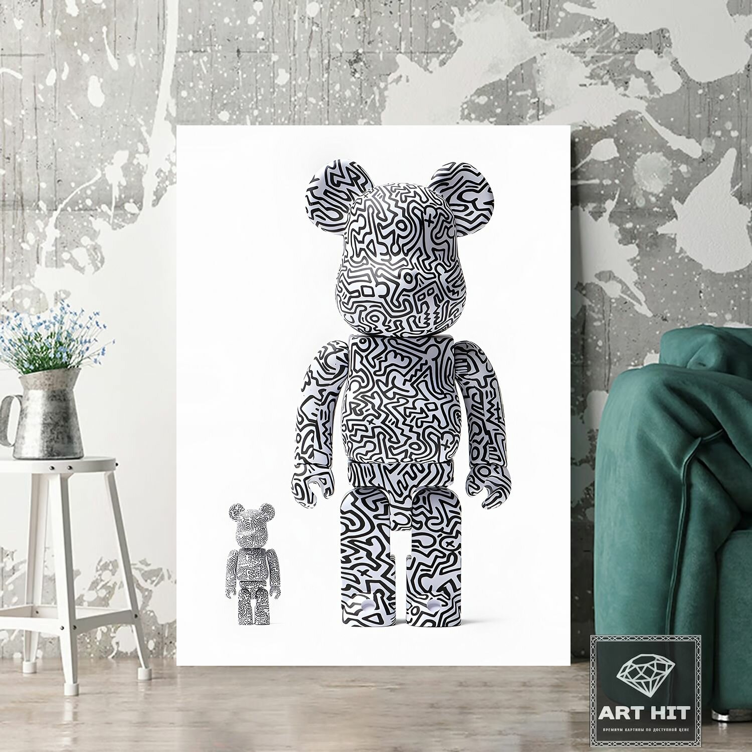 Картина Kaws, интерьерная картина кавс, 50х70