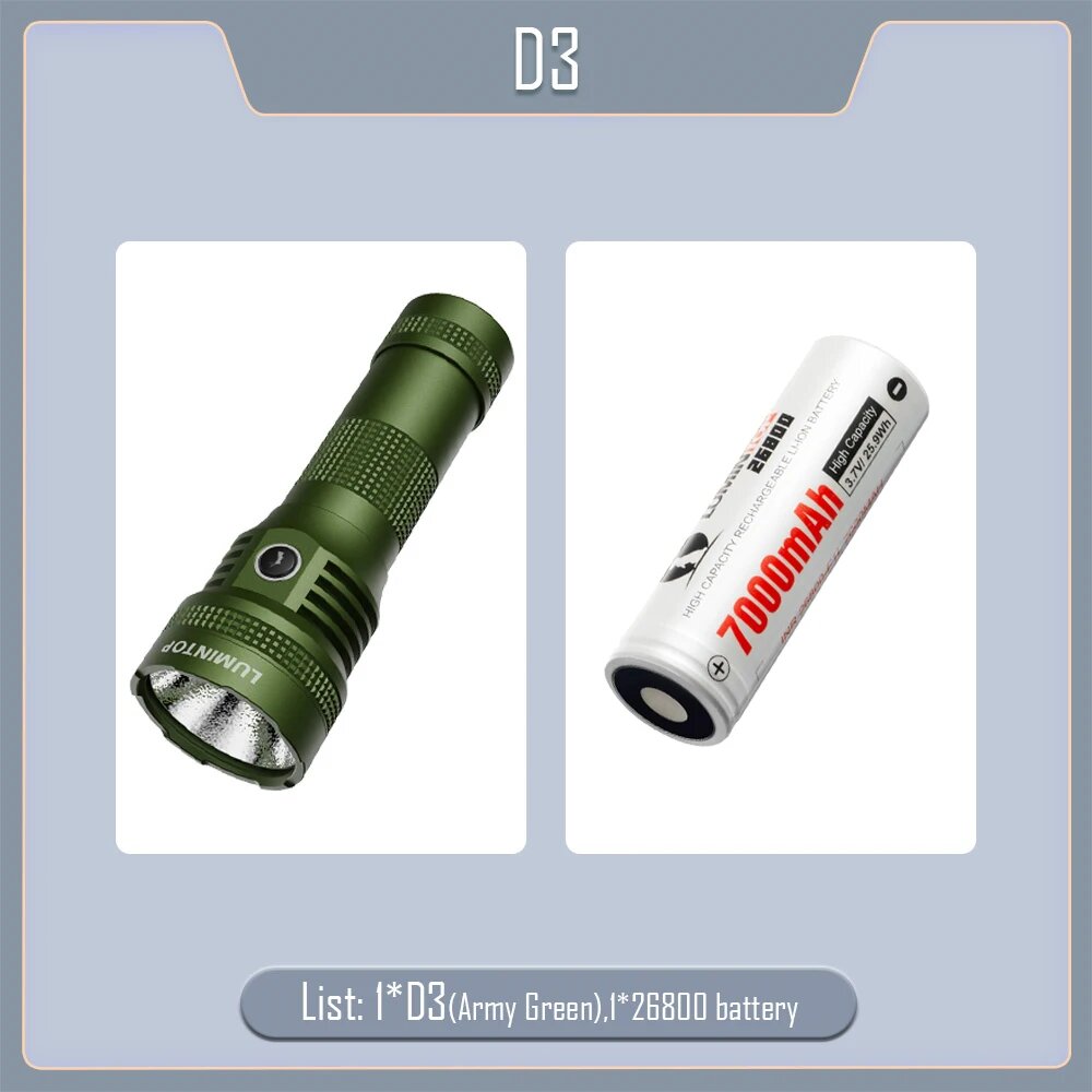 LUMINTOP D3 зеленый фонарь 78Вт 7000LM 26800mAh Green with battery