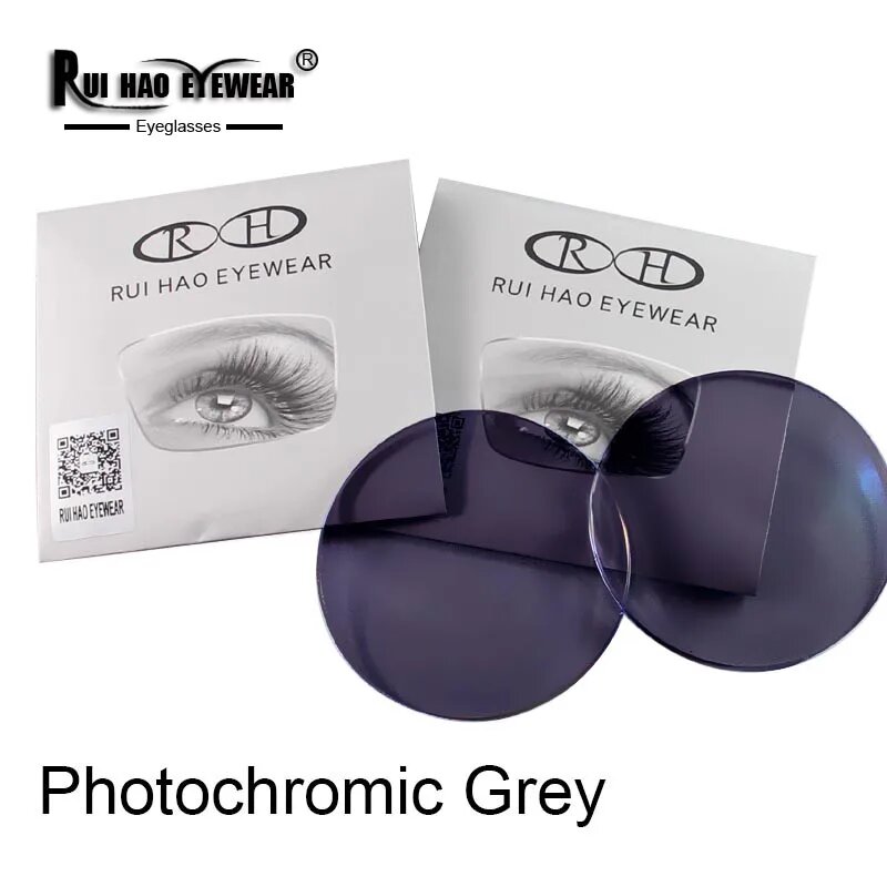 Фотохромные линзы RUI HAO EYEWEAR 1,56/1,61/1,67 Photochromic Grey, Серый, -6.25, 1.67
