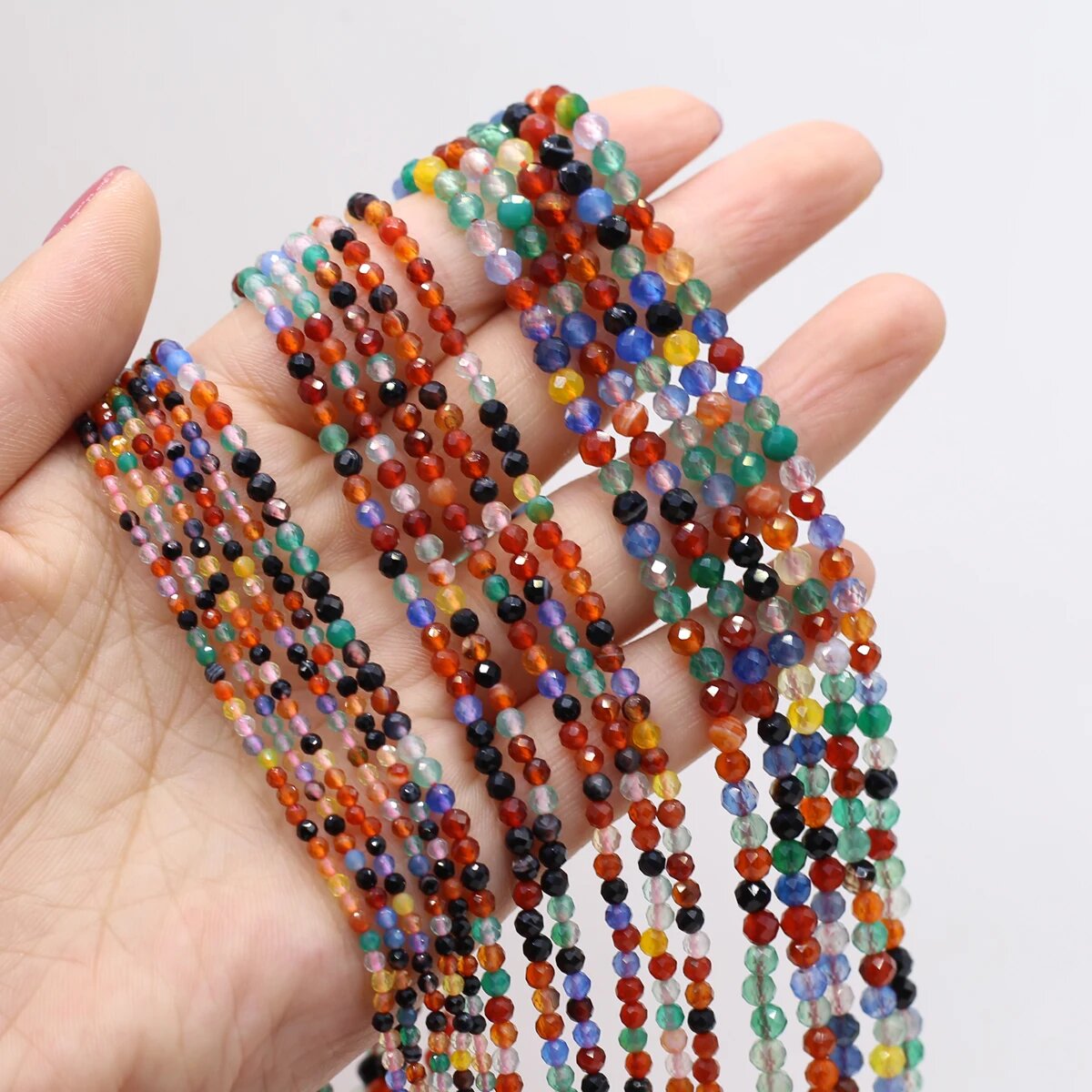 Бусы из рубина 38 см 2 мм, Mix