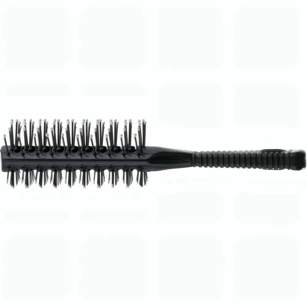 Щетка туннельная продувная для укладки волос DEWAL Pro, 2-х сторонняя, пластиковый штифт, 7 рядов, черная