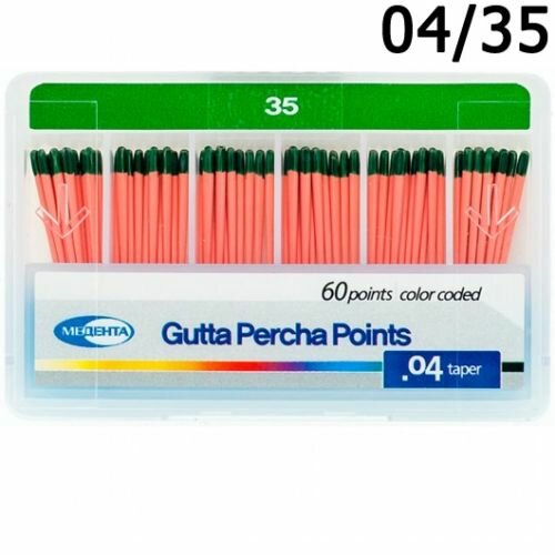 Гуттаперчевые штифты конус 04 (60шт) №35, мета