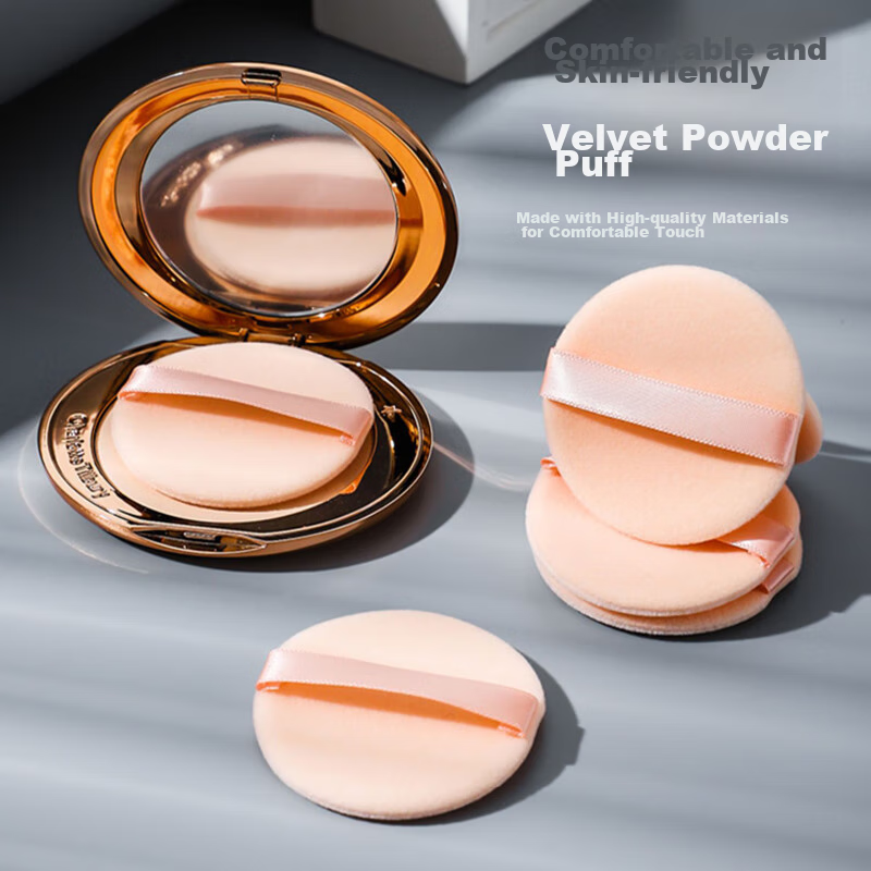 Chense Flocked Powder Puff, Loose Powder, Setting Powder, Ultra-Thin Round Powder Puff, Specialized Double-Sided Replacement Powder Puff, 3-Pack