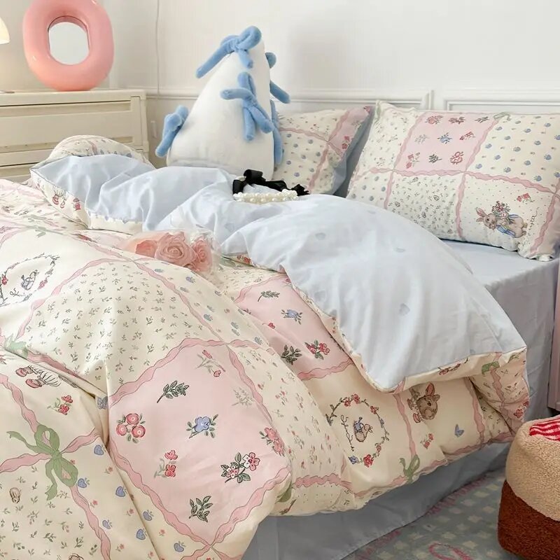 Комплект постельного белья из микрофибры DZQ Kawaii 4 шт, 14, Twin 4pcs 150x200cm, Телевизор с кровати Лист