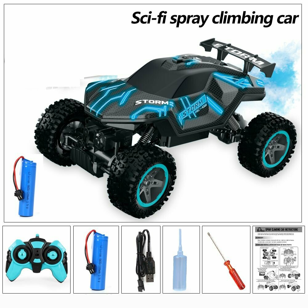 Радиоуправляемая машина 2,4G 4WD Rock Crawler, туман, спрей, дымоотвод, игрушки с дистанционным управлением для мальчиков, подарок на радиоуправление, 4x4 Drive -lj