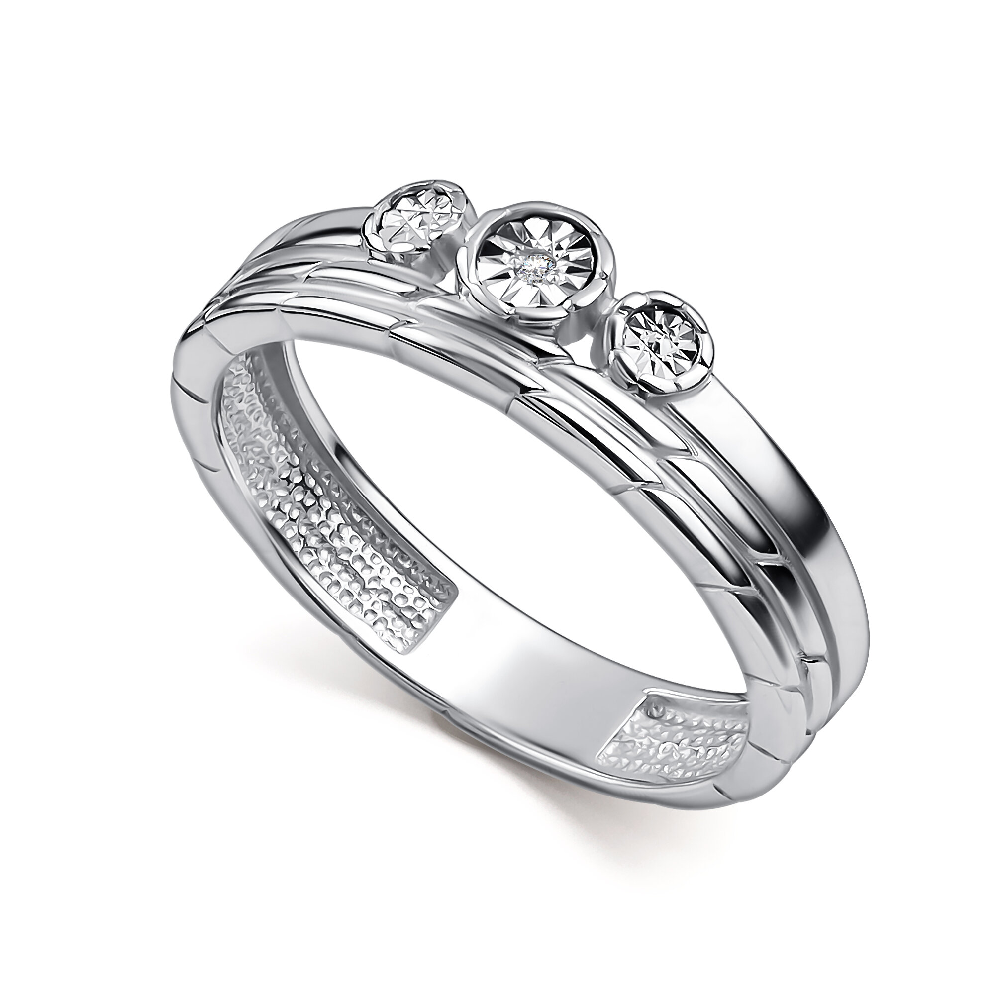 Кольцо, серебро, 925 проба, родирование, бриллиант