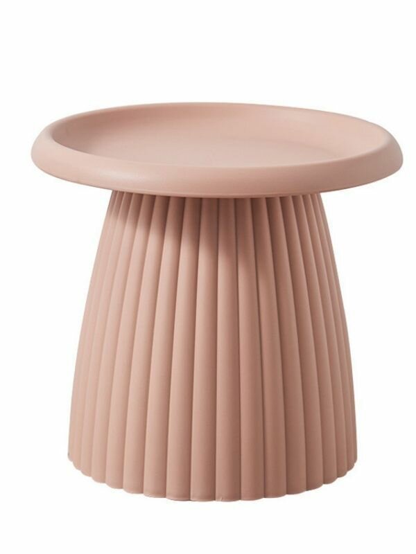Чайный столик, цилиндрическая столешница, пластик, минимализм, светло-розовый, 50 см x 50 см