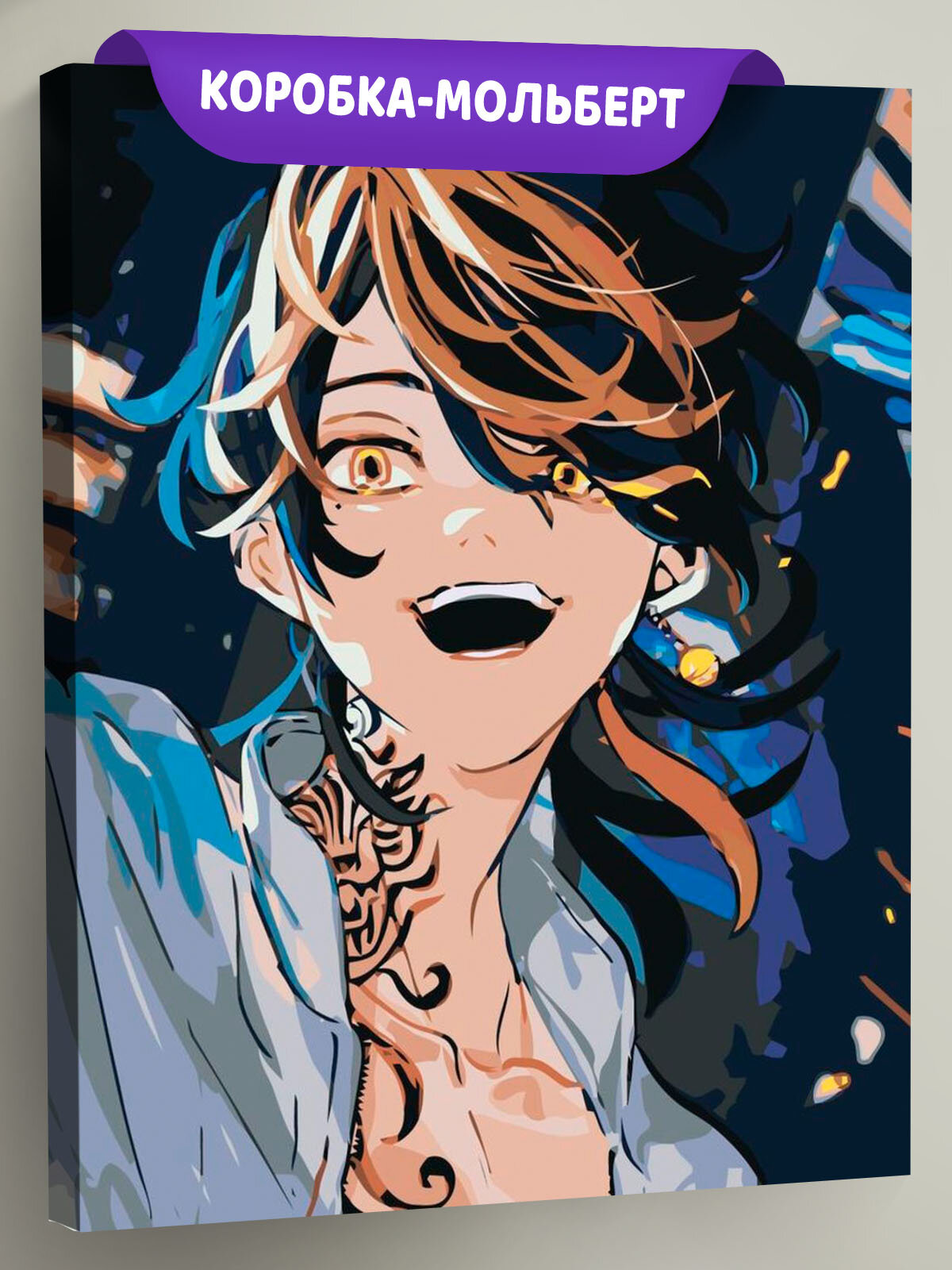 Картина по номерам на холсте с подрамником "Аниме Токийские Мстители: Казутора Ханемия Арт", Раскраска 40x50 см