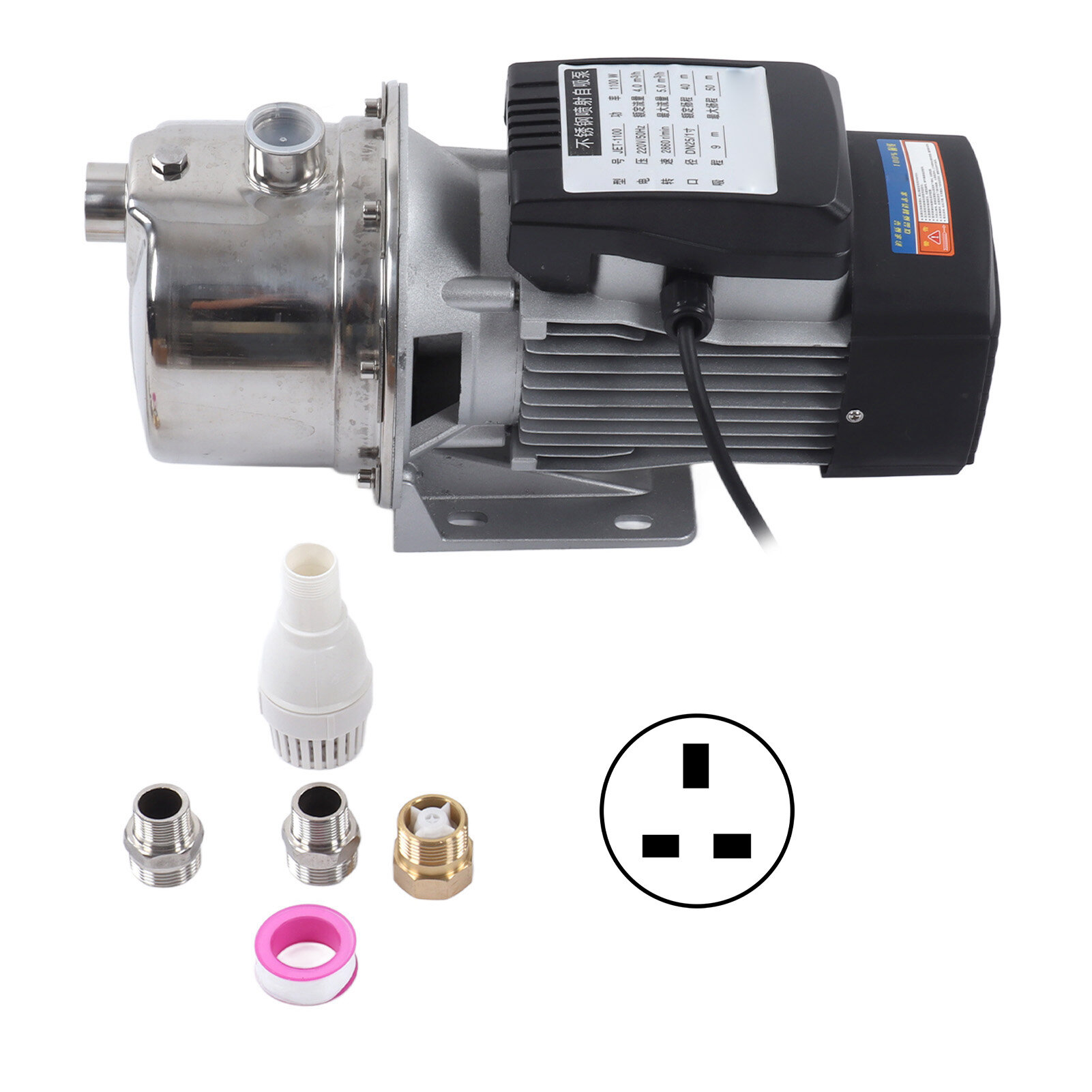 1100 Вт струйный насос из нержавеющей стали, бустерный насос для ванной комнаты с высоким полом