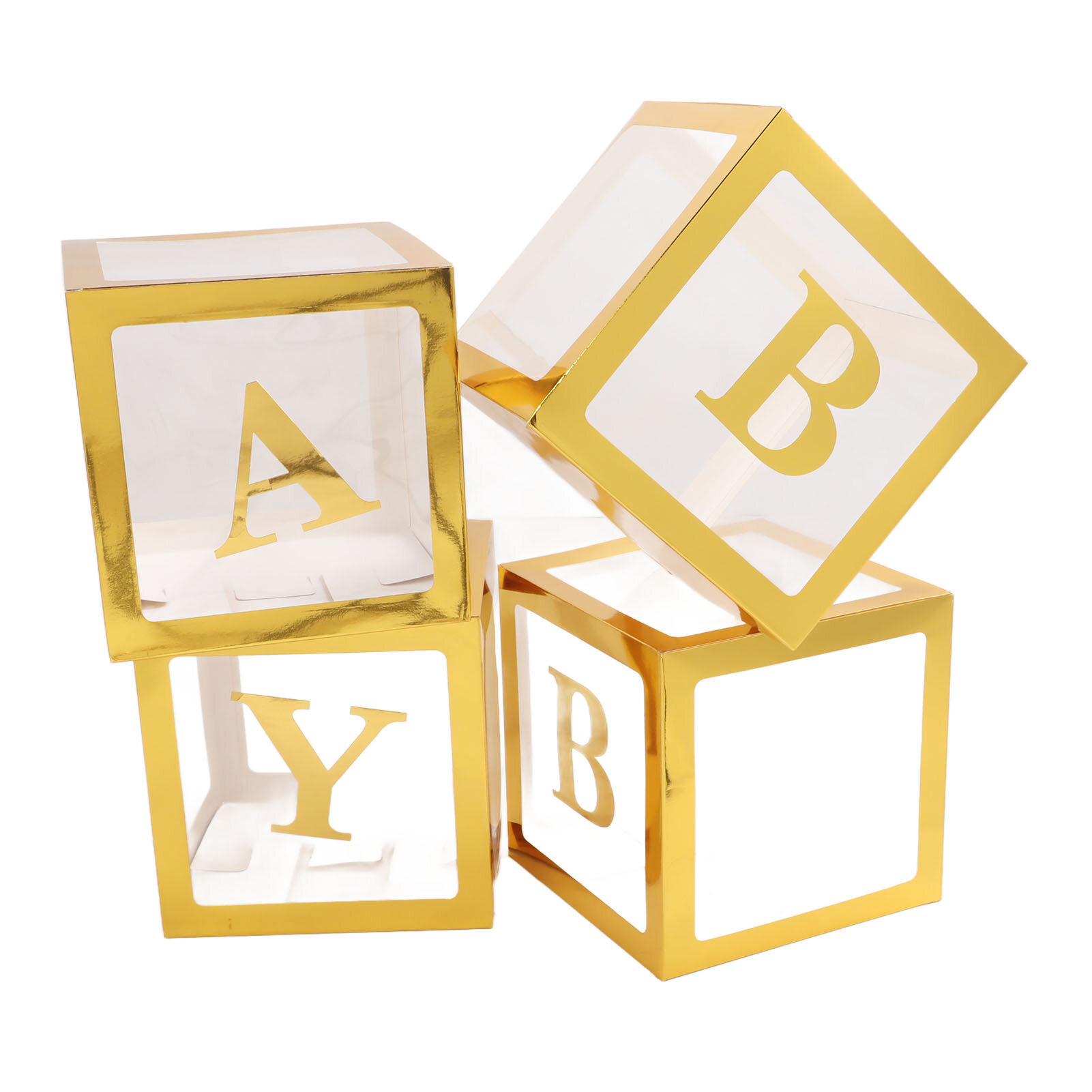 4 прозрачные коробки для воздушных шаров с буквами, подарочная коробка для воздушных шаров, украшение для предложения руки и сердца, признание в любви, вечеринка в честь рождения ребенка, золотистый цвет.