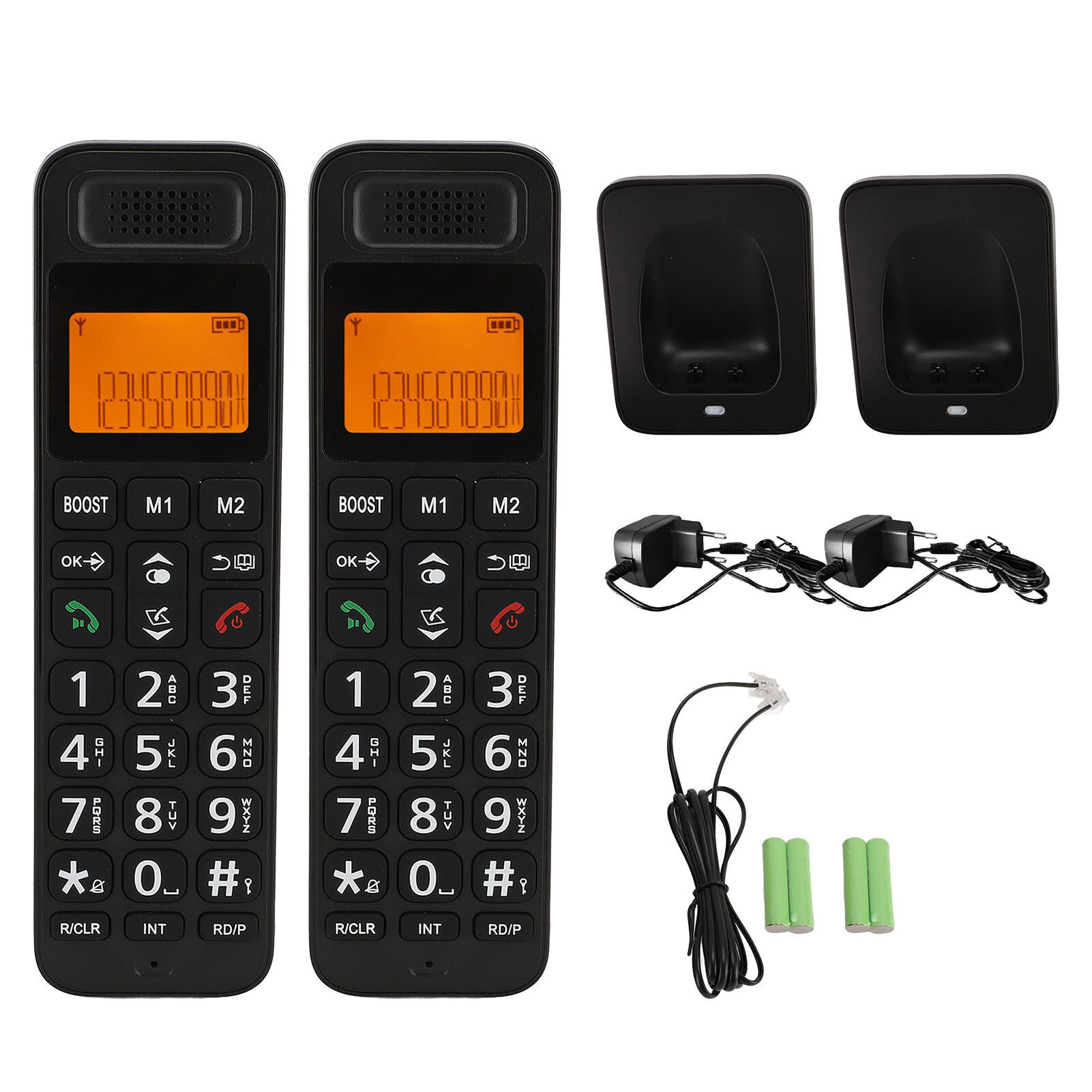 Беспроводной телефон DECT 6.0 2 трубки громкая связь черный EU