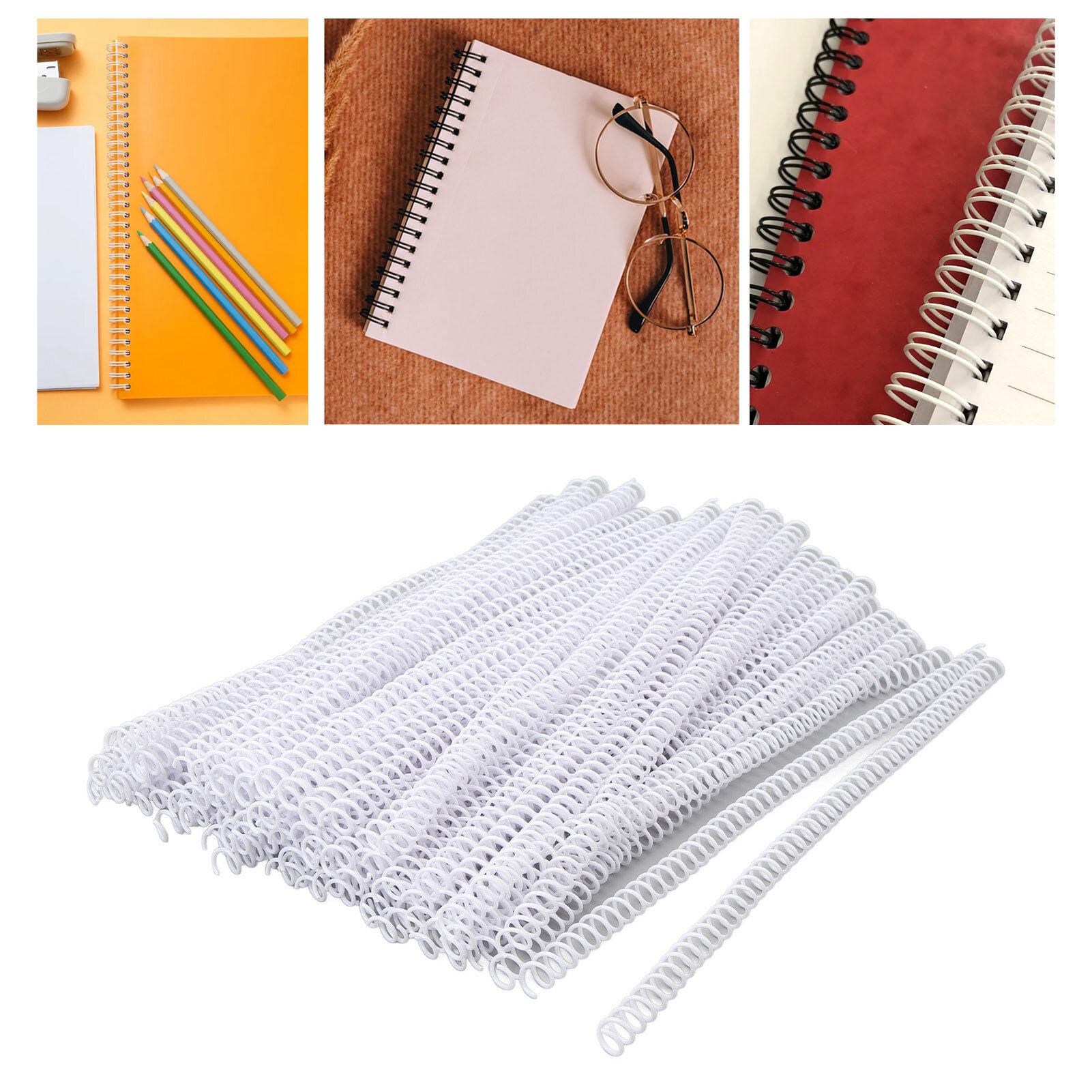 100 шт. спиральных спиралей 48 петель шаг 4:1 бумага А4 пластиковые переплетные корешки емкость 40 листов диаметр 8 мм белые