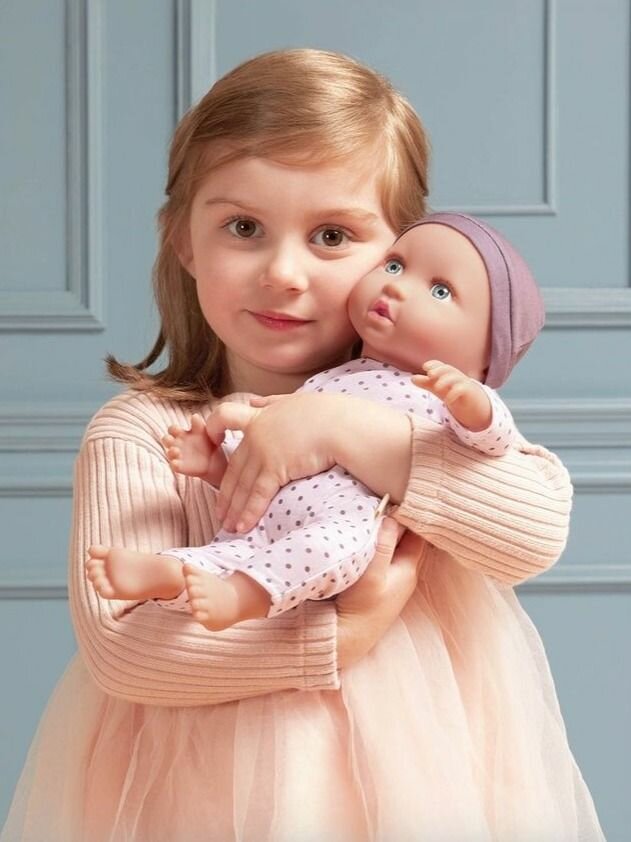 LULLABABY (BATTAT) Кукла-пупс 35 см в сиреневой пижаме и шапочке