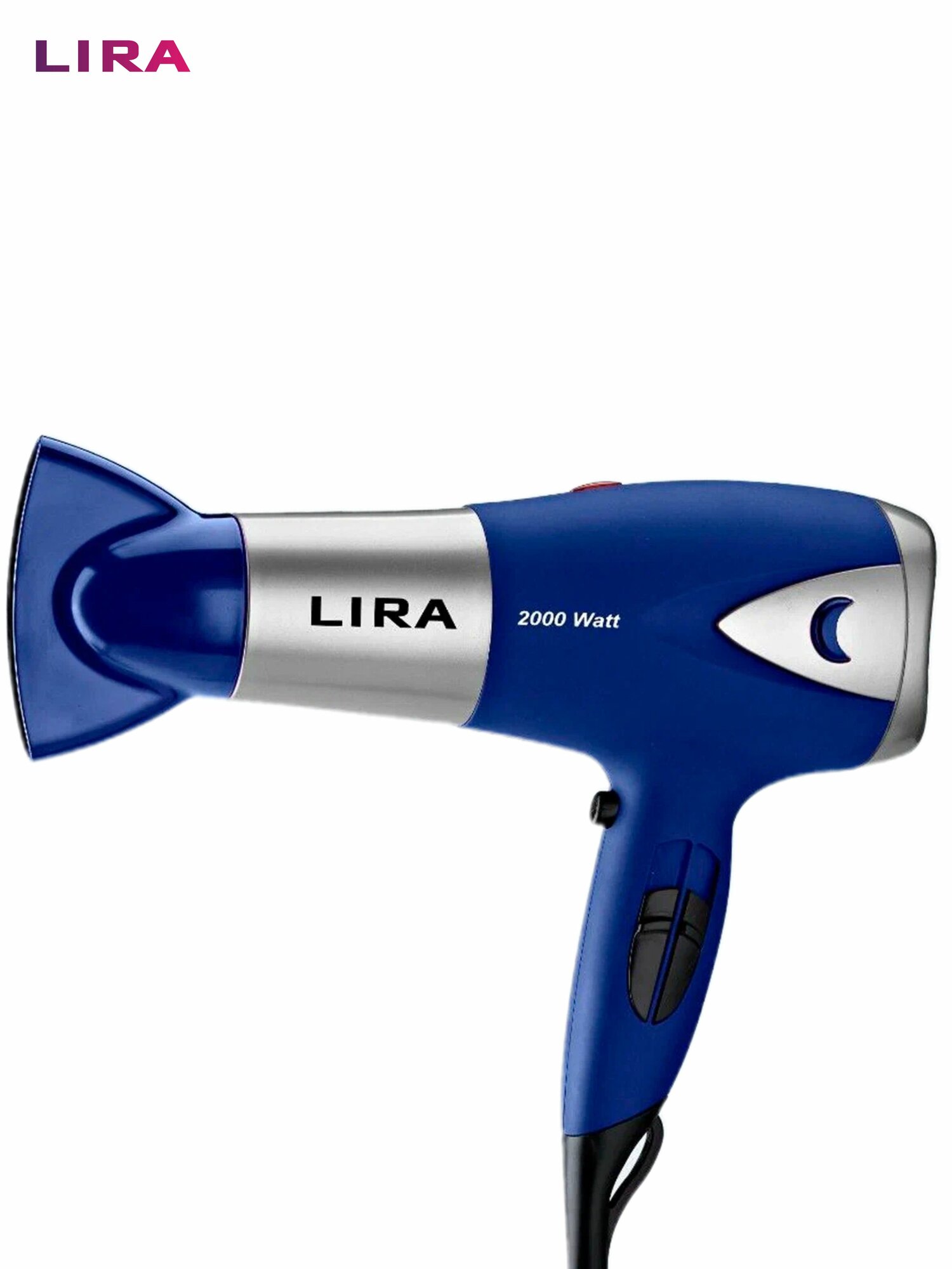 Фен для волос LIRA LR 0703 2000Вт, холодный воздух, синий, 3 температурных режима