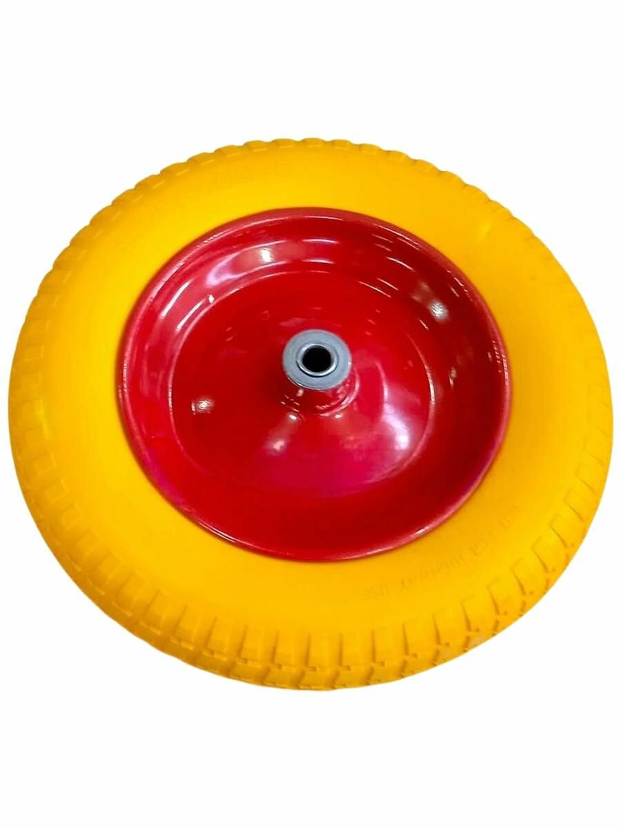 Колесо для тачки 14х3,25х8/16/80 PU1301, бескамерное, красный/желтый