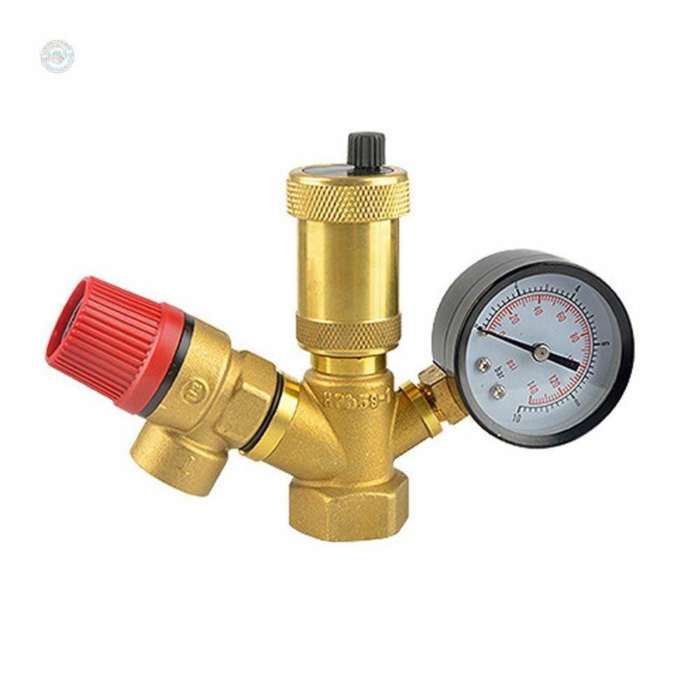 Группа безопасности для отопления 3/4", внутренние зубья DN20, предохранительный клапан 6 бар, защита котла и труб от перепада давления