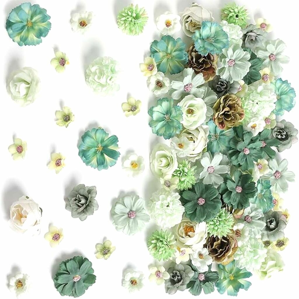 1 набор из 80 шт, материалов для самостоятельного изготовления свадебного головного убора искусственных цветов - зеленый и белый