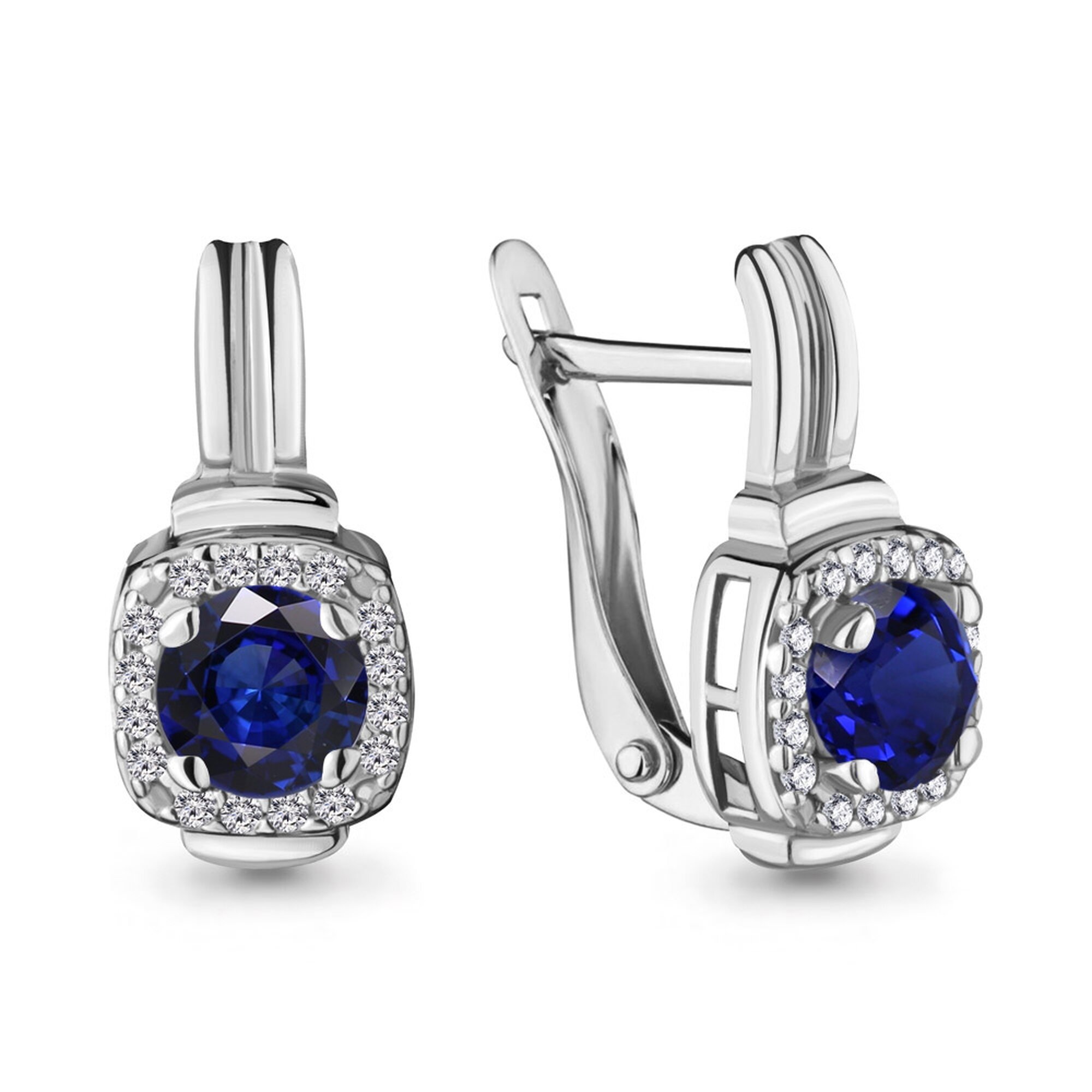 Серьги, серебро, 925 проба, родирование, фианит