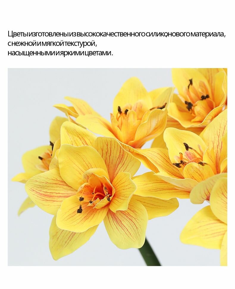 Искусственные цветы, Кливия, 4 стебля, 63cm