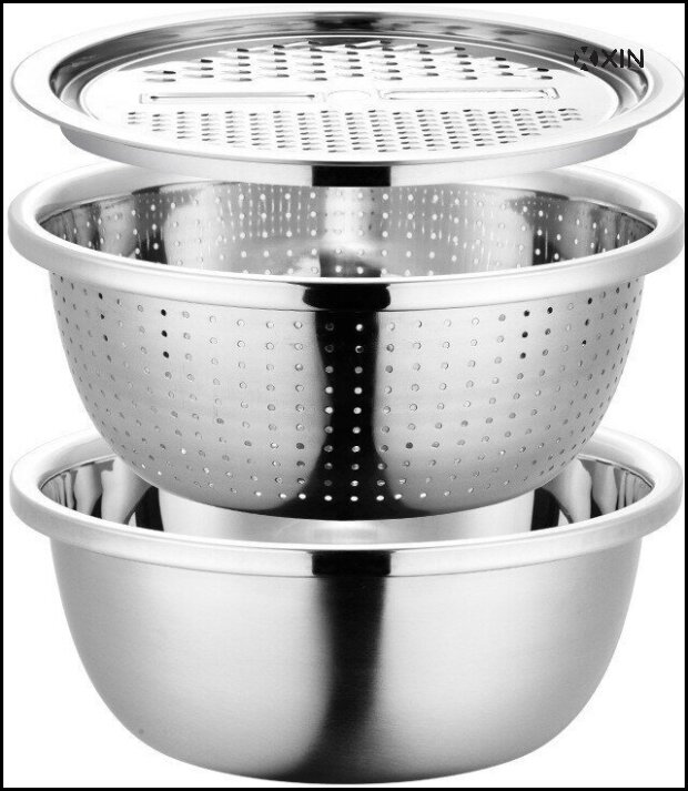 Набор 3 в 1 миска, дуршлаг, крышка с теркой Kamille KM-5125
