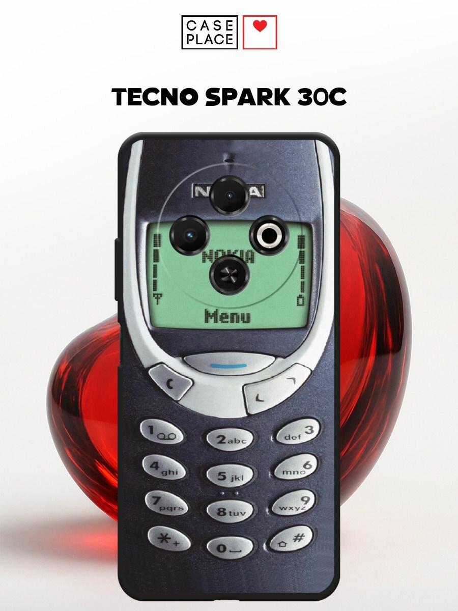 Черный матовый чехол на Tecno Spark 30C / Текно Спарк 30C с принтом В виде Нокиа