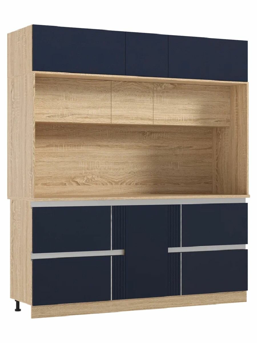 МДФ Кухня Карина Центральная секция 2000 (Пластер Индиго, Сонома)