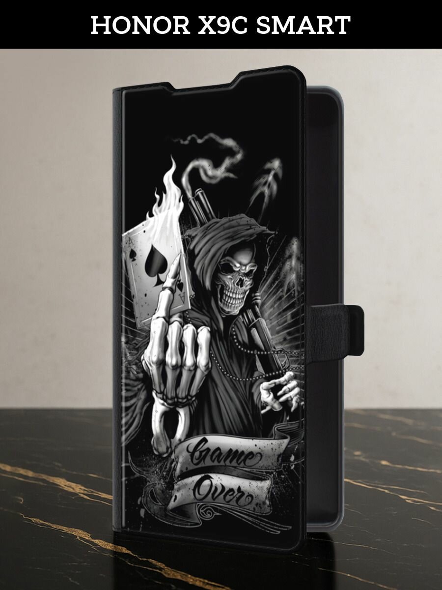 Чехол-книжка на Honor X9C Smart (Хонор Х9С Смарт) с картой и принтом "Конец игры"