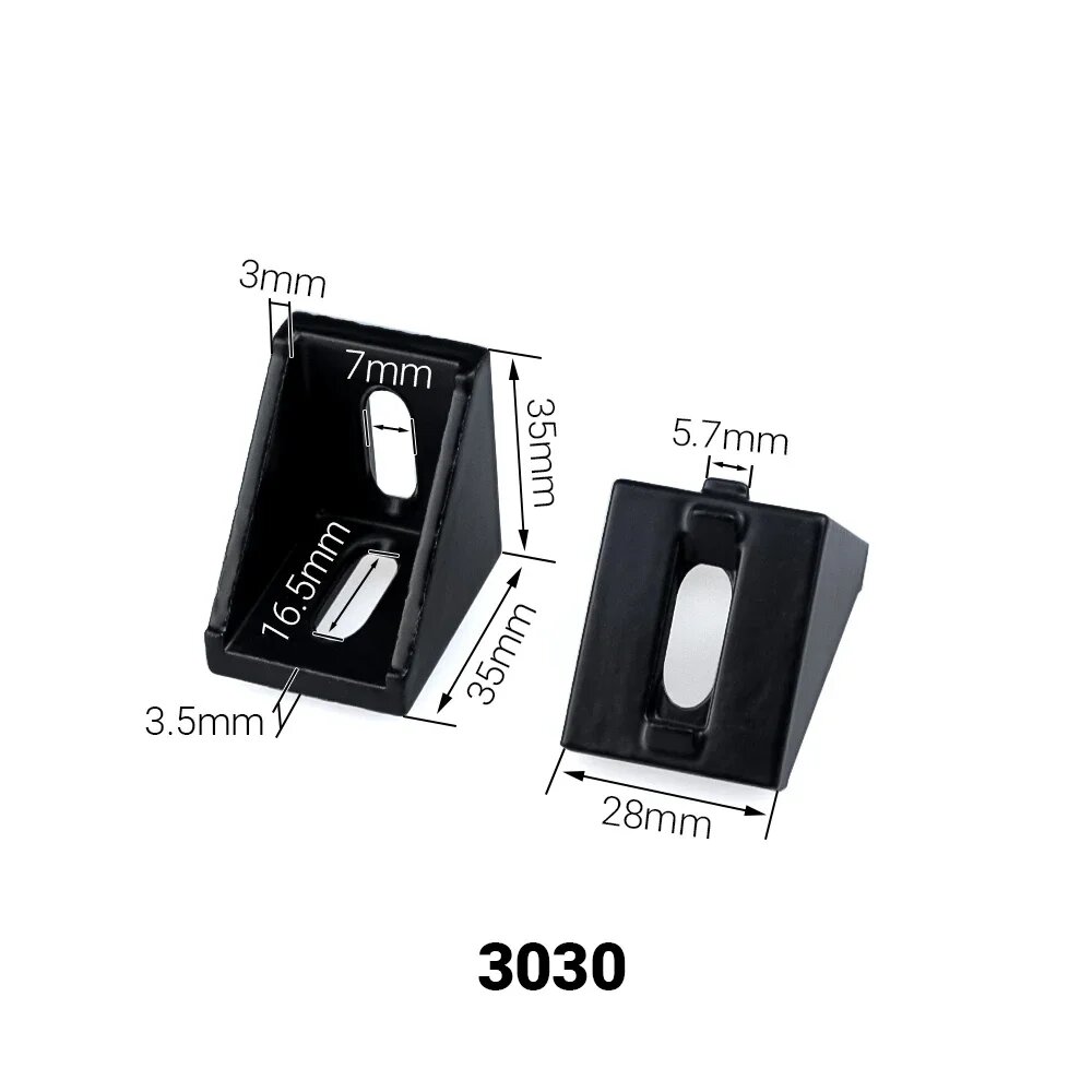 Литой угловой кронштейн для алюминиевого профиля 3030 Black (4pcs)