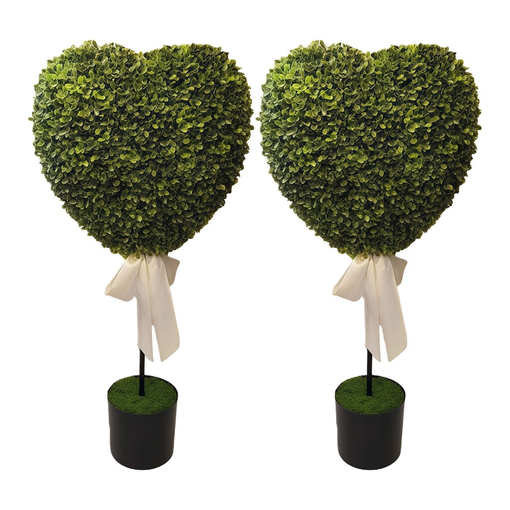 Обрезка Сердечек На Открытом Воздухе, 2 Комплекта Обрезки Деревьев в Форме Сердца на День Влюбленных, Искусственные Украшения, Шаровые Кашпо с Галстуком-Бабочкой