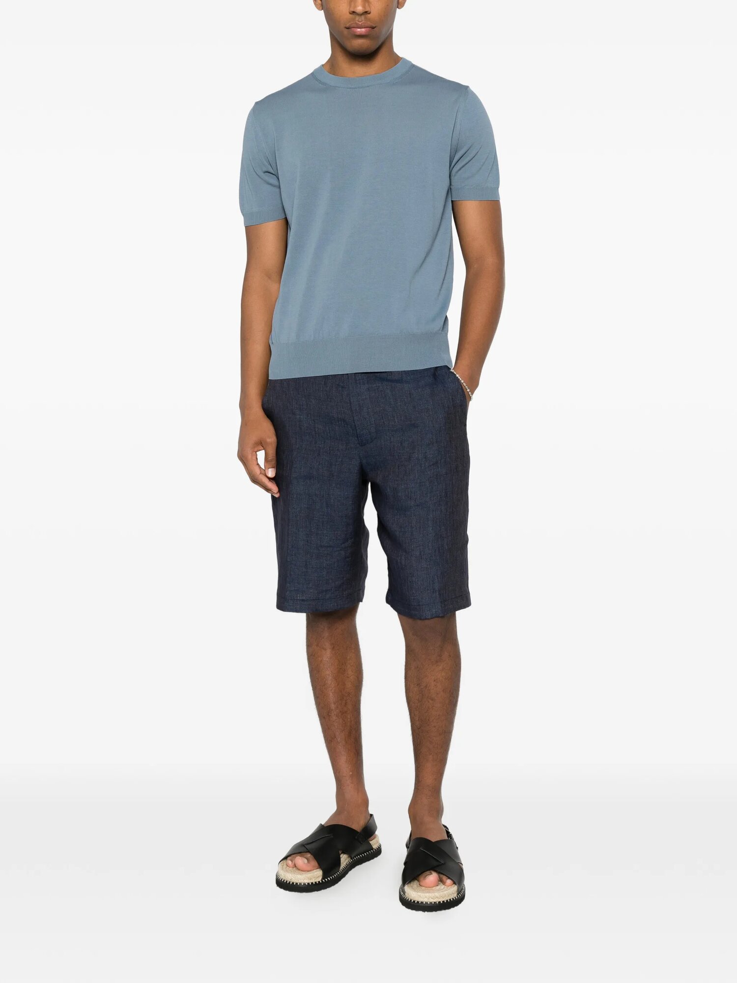 Шорты Canali Linen shorts, размер 48, blue — фото 1