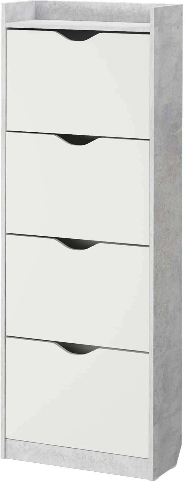 Обувница ШО-64Б (бетон/белый глянец) (Аквилон)