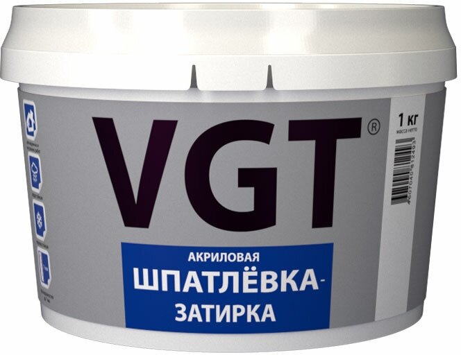 Шпатлевка-затирка "VGT" 1 кг - для заделки швов между керамической плиткой. Обладает хорошей водостойкостью и устойчивостью к внешним воздействиям.