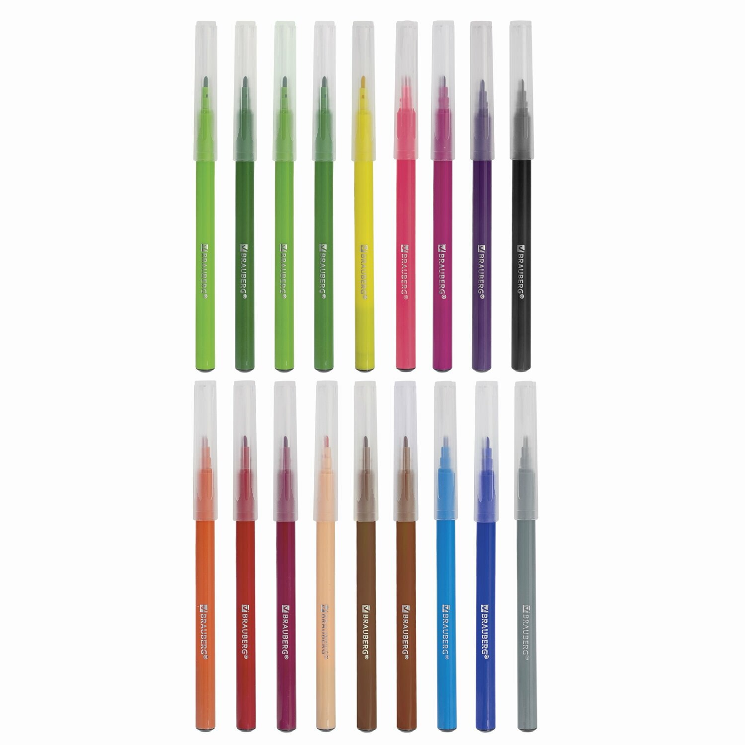 Упаковка 4 шт. Фломастеры BRAUBERG "PREMIUM", 18 цветов, ультрасмываемые, классические, вентилируемый колпачок, картонная коробка с европодвесом, 151939